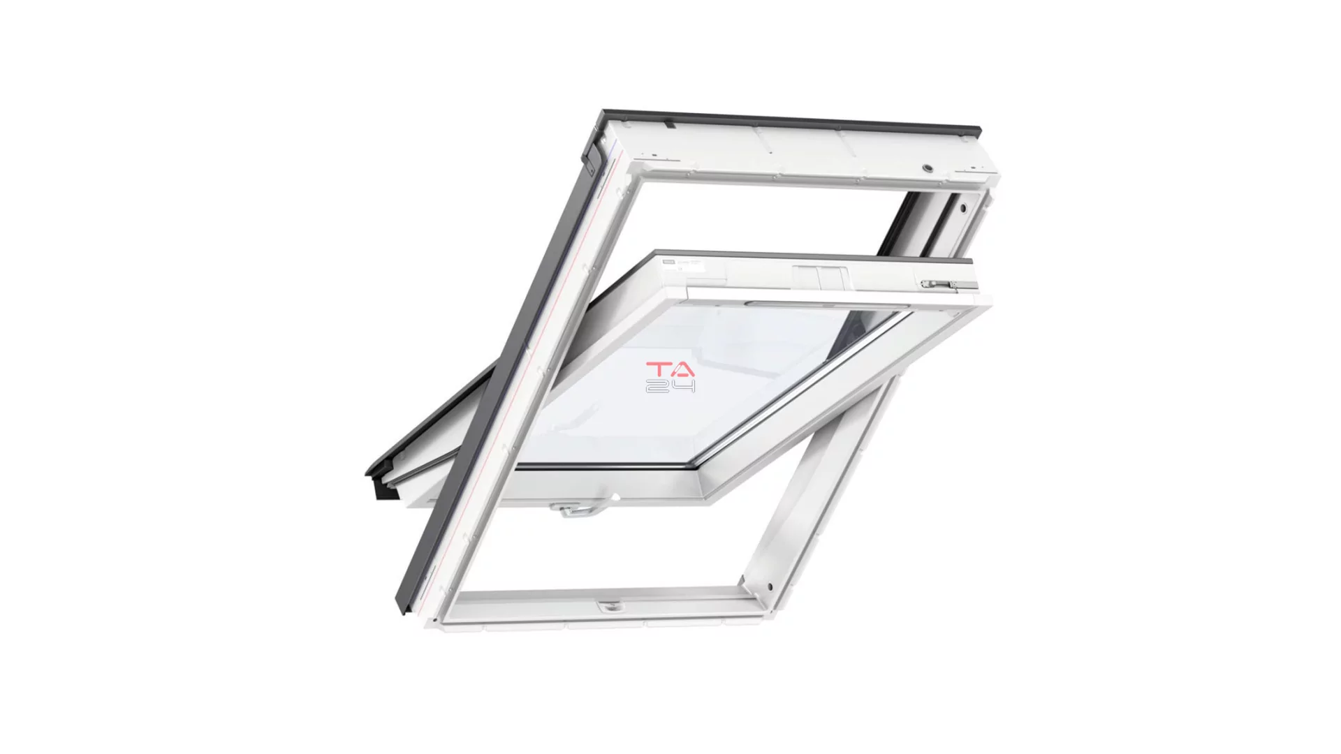 VELUX GLU 0051B - Billenő fa tetőtéri ablak, fehér PU bevonattal, alsó ...